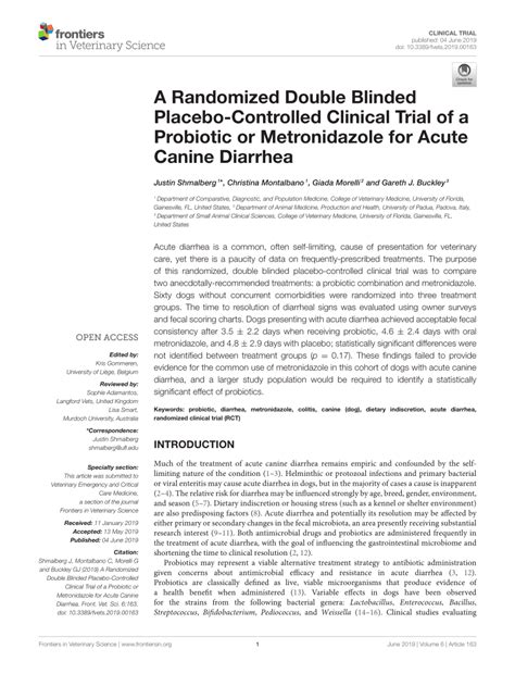 Pdf A Randomized Double Blinded Placebo Controlled Clinical Trial Of A Probiotic Or