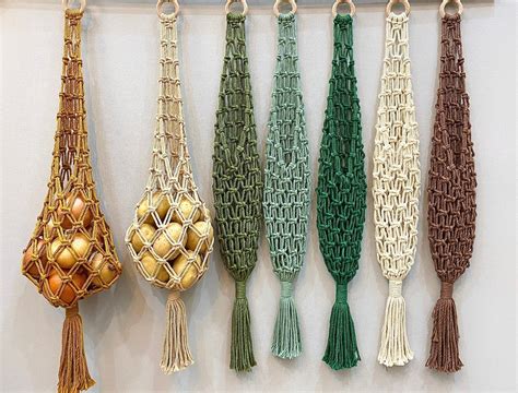 Macrame Hanging Fruit Basket Handmade Macrame Vegetable Fruit Hanger