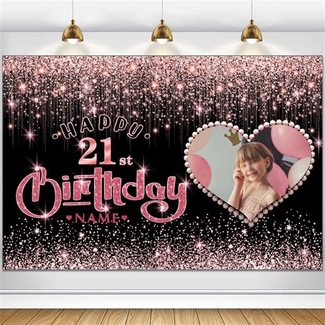 Customizable Rose Gold Happy 21st Birthday Decoration