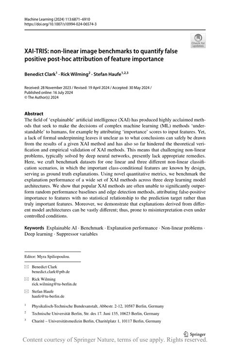 Pdf Xai Tris Non Linear Image Benchmarks To Quantify False Positive