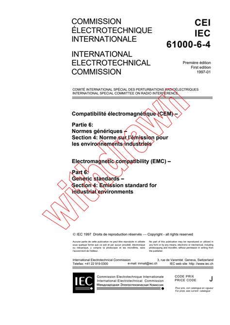 Iec 61000 6 4 1997 Electromagnetic Compatibility Emc Part 6