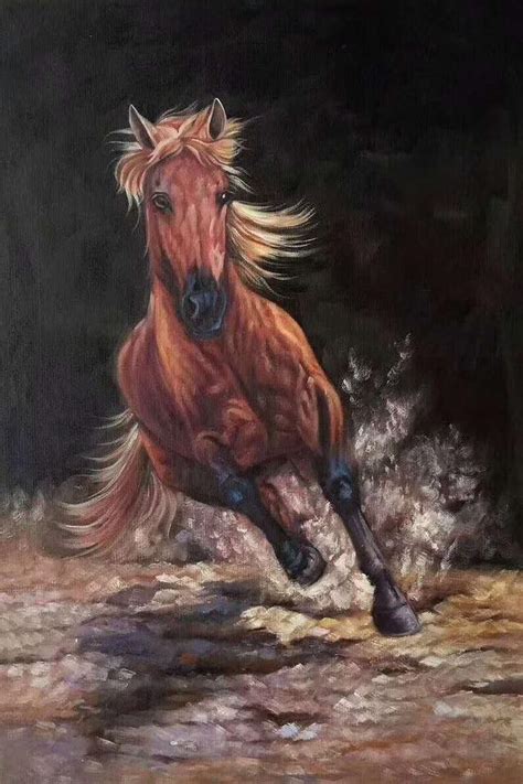 油畫作品 一馬當先，萬馬奔騰 每日頭條
