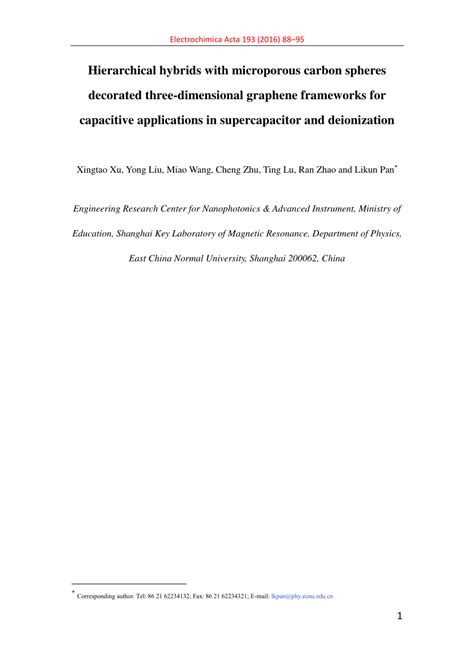Pdf Hierarchical Hybrids With Microporous Carbon Spheres Decorated Three Dimensional Graphene