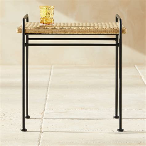 Fae Faux Rattan Outdoor Patio Side Table Reviews Cb2
