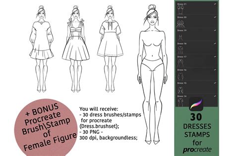 Procreate Brushes Stamps 30 Dresses Brushes ~ Creative Market