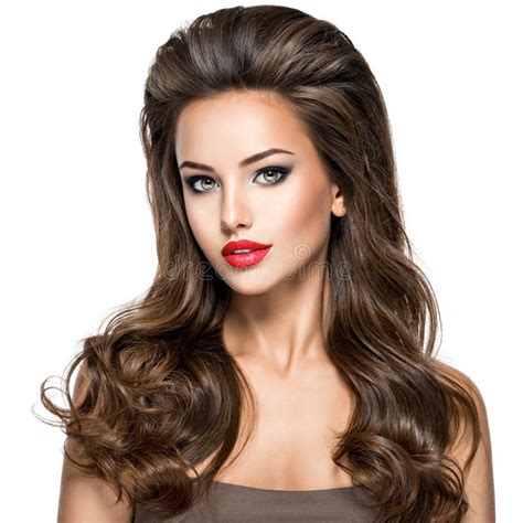 Beautiful Woman With Long Brown Hair Stock Image Image Of Elegance