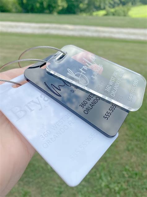 Discreet Acrylic Luggage Tags 1 8 Address Tag Name Etsy