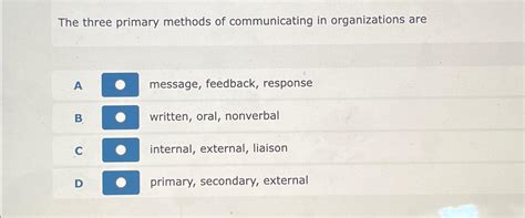 Solved The Three Primary Methods Of Communicating In
