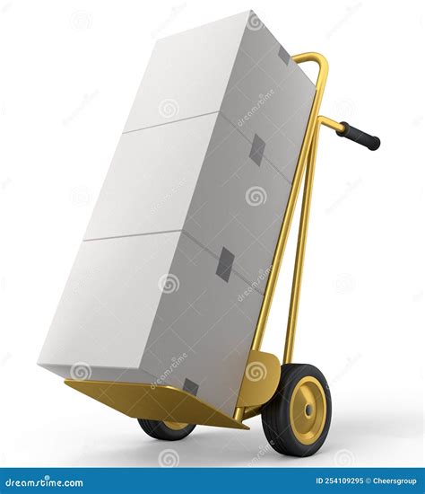 Airport Luggage Cart Or Baggage Trolley Side With Cardboard Boxes Or