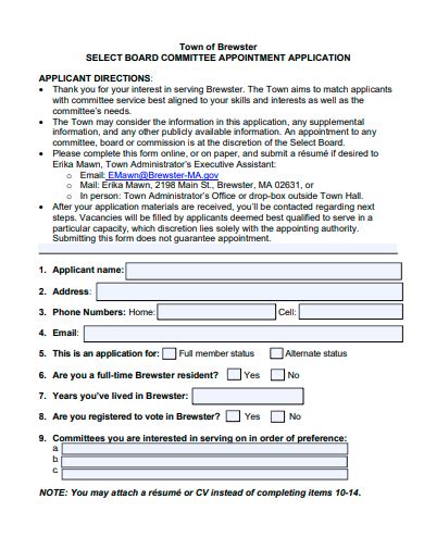 Free 33 Committee Application Samples In Pdf Ms Word