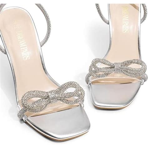 Shoes Womens Double Bowknots Silver Sandals Clear Slingback Heels