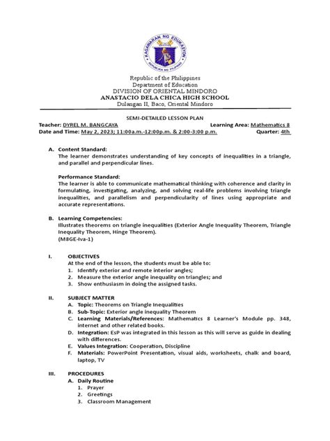 Exterior Angle Inequality Theorem Pdf Triangle Angle