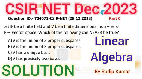 Csir Net December 2023 Linear Algebra Solution Csir Net Dec 2023 Mathematics Solution Qid