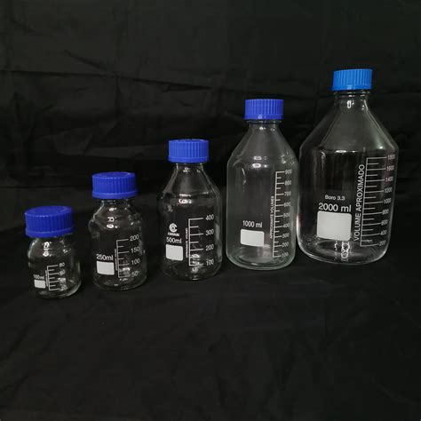 Reagent Bottle With Blue Screw Cap Clear Labotech Trading Ph
