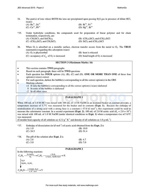 Jee Advanced 2015 Question Paper 2 Mathongo
