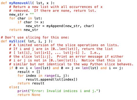 Solved Def Myremoveall Lst X Return A New List