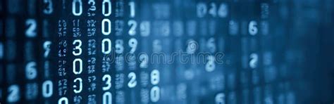 Blue Digital Binary Data On Computer Screen With Bokeh Abstract