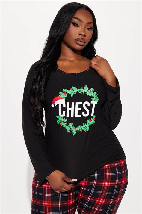 Naughty Chestnuts Pj Pant Set Black Red Fashion Nova