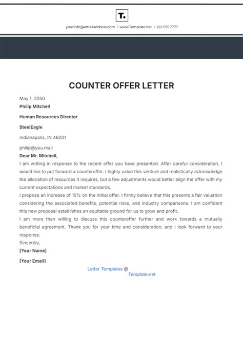 Free Counter Offer Letter Template To Edit Online