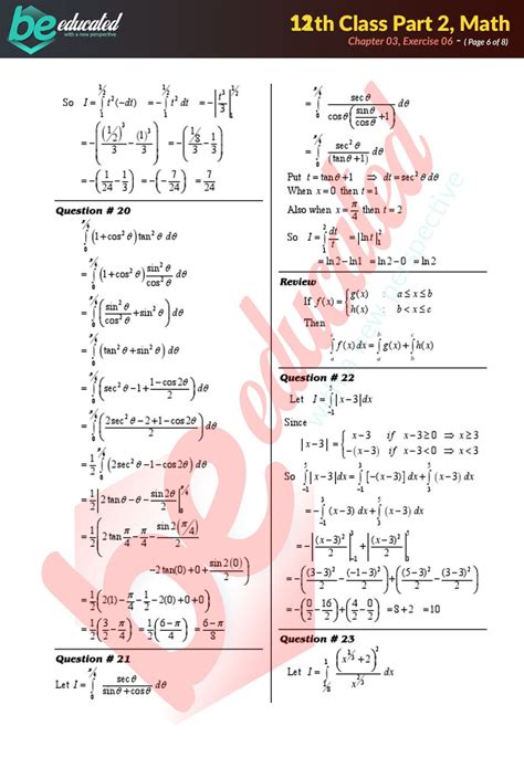 Exercise Mathematics Fsc Part Notes Inter Part Notes