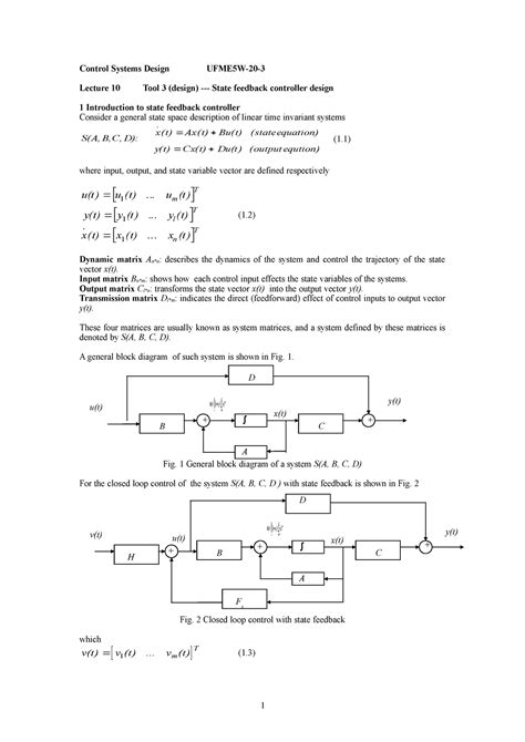 Lec 10 State Feedback Controller Design Control Systems Design