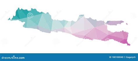 Polygonal Map Of Java Geometric Illustration Of Stock Vector