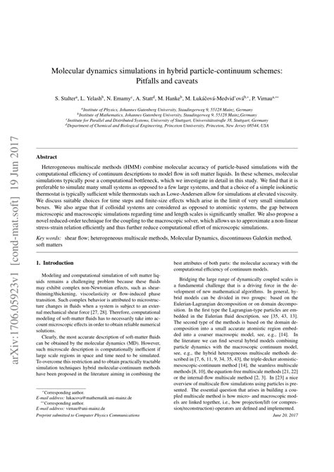Pdf Molecular Dynamics Simulations In Hybrid Particle Continuum Schemes Pitfalls And Caveats