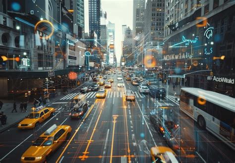 Cityscape With Data Visualization Premium Ai Generated Image