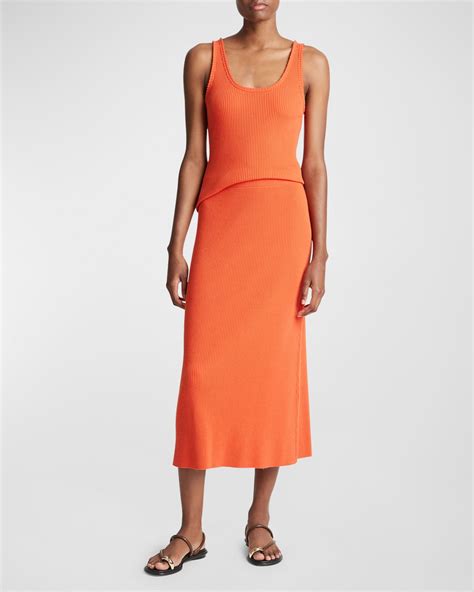Vince Ribbed Knit Midi Skirt Neiman Marcus