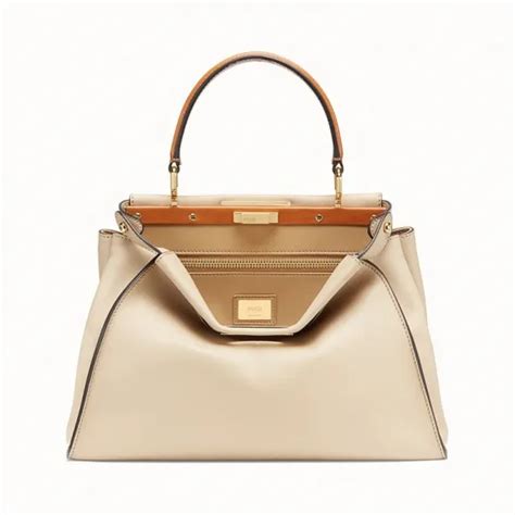 芬迪 fendi peekaboo regular 米色皮革手袋 8bn290 a8h ef17p7 小迈步海淘品牌官网