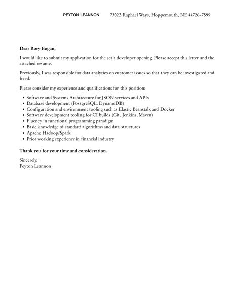 Scala Developer Cover Letter Velvet Jobs