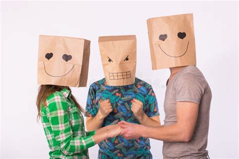 Love Triangle Jealousy And Unrequited Love Concept Woman And Man