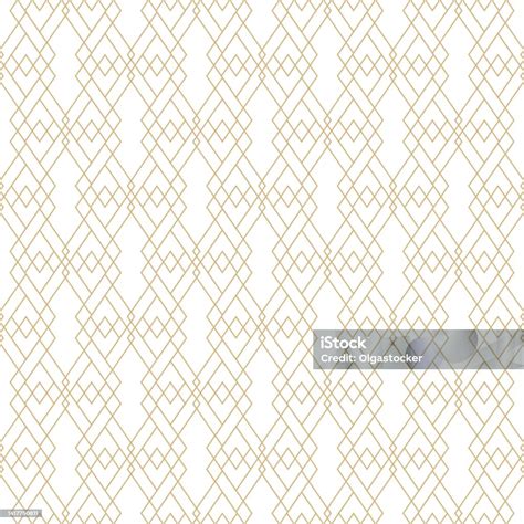 Vector Golden Lines Seamless Pattern Geometric Texture With Grid Net Lattice Stock Illustration