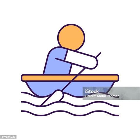 쉽게 편집하거나 수정할 수 있는 색상 채우기 벡터 아이콘이 있는 보트 윤곽선 0명에 대한 스톡 벡터 아트 및 기타 이미지 0명 노 젓는 배 래프팅 Istock