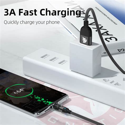 Magnetic Data Usb Cable 3a Fast Charging Universal 540° Swivel Rotate