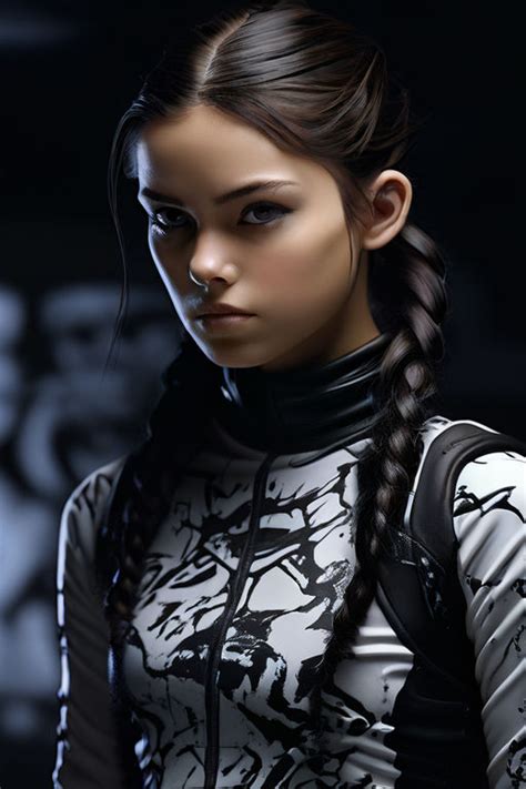 Teenage Girl Black Hair Ponytail Half Skull Mask Motocross O By