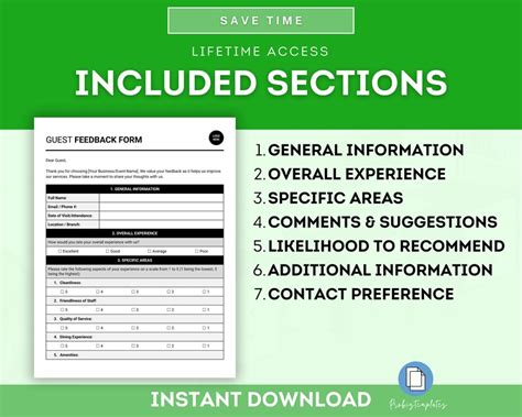 Guest Feedback Form Template Visitor Experience Feedback Form Guest