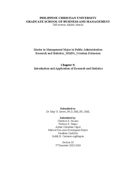 Group 1 Sec 22 Mmpa Chapter 5 No 1 And 2 Introduction And Application Of Research Statistics