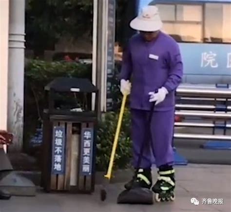 风一样的女子！成都保洁嬢嬢穿轮滑清扫垃圾走红！网友：你阿姨永远是你阿姨凤凰网