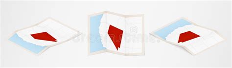 Folded Map Of Nevada In Three Different Versions Stock Vector