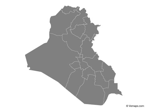 Grey Map Of Iraq With Governorates Free Vector Maps