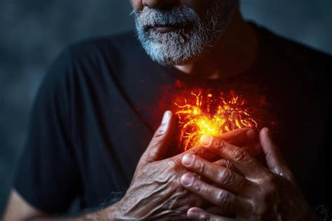 Premium Photo Senior Man Clutching His Chest From Acute Pain Heart