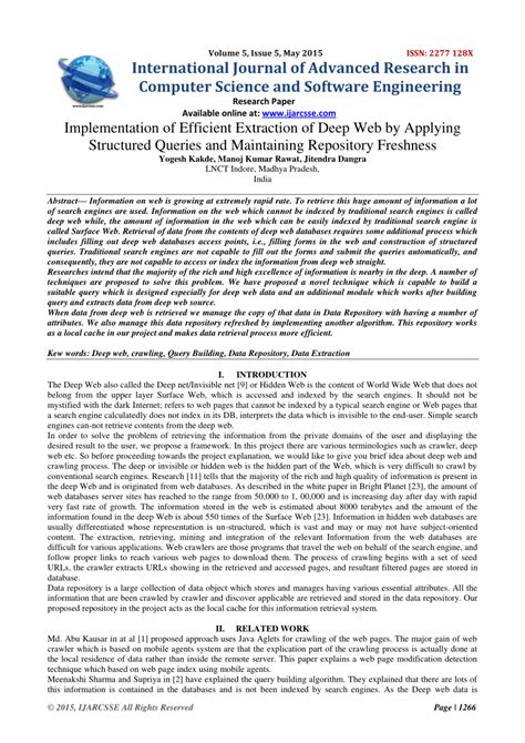 Pdf Implementation Of Efficient Extraction Of Deep Web By Applying Structured Queries And