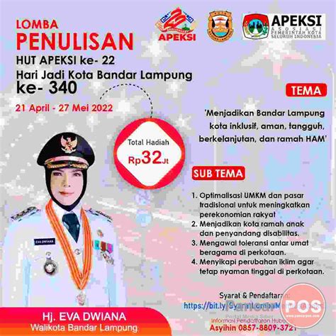 Sambut HUT Ke 22 Apeksi Pemkot Bandar Lampung Gelar Lomba Penulisan