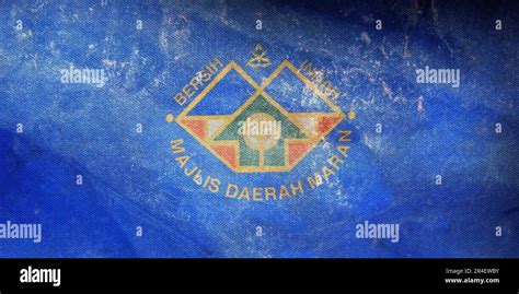 Top View Of Retro Flag Maran Pahang Malaysia With Grunge Texture