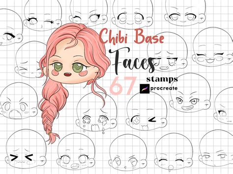Procreate Chibi Faces Stamp Brush Procreate Chibi Base Emotes Manga