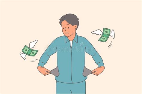 Poor Man Is Sad Because Of Empty Pockets And Lack Of Money For