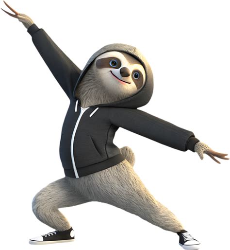 Happy Sloth Dancing Cartoon For Playful Illustration Designs