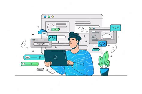 Premium Vector Clever Man Testing Computer Website Or Interface