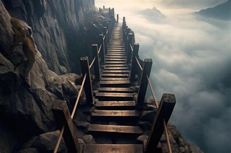 Premium Ai Image Conceptual Shot Capturing A Staircase Descending